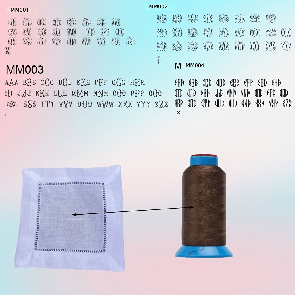 Вышитые коктейльные салфетки, коричневая нить, MM003
