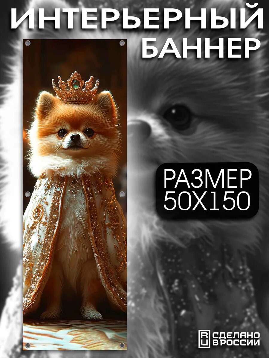 Постер на стену баннер 50*150 животные Шпиц