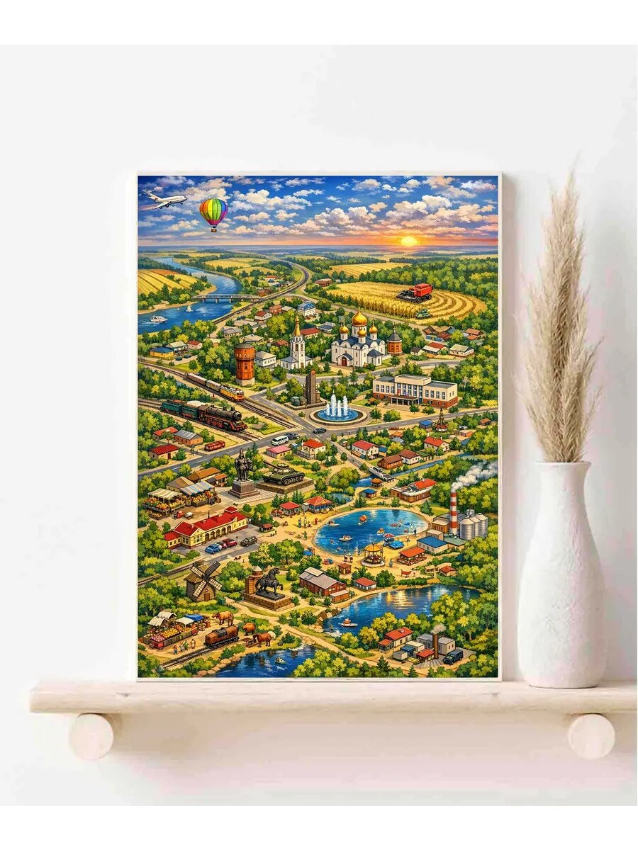 Новоаннинский, Россия, Fantasy Map, Карта, Плакат 30x42см