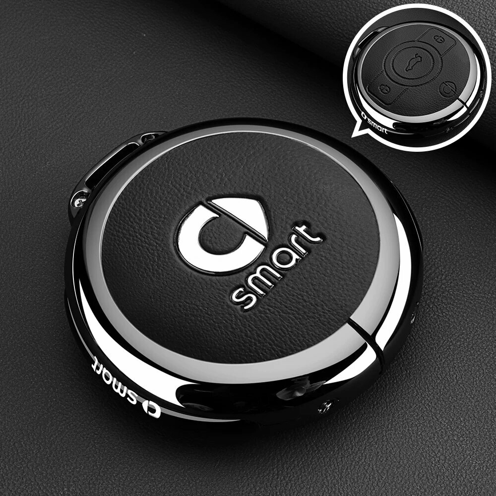 Чехол для ключа Smart в премиум-черном цвете, одиночный корпус без застежки для Mercedes-Benz Smart 24-25
