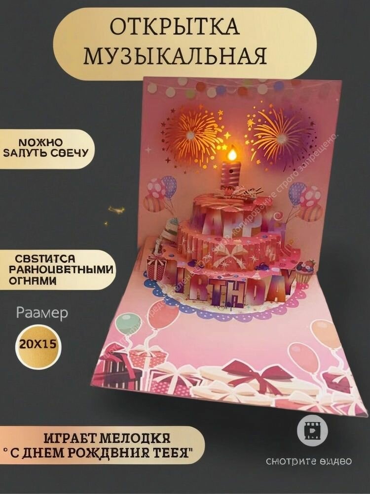 Открытка С днем рождения! Музыкальная.