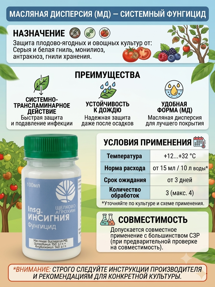 Средство от болезней плодов яблони Инсигния Щелково Агрохим 20 мл