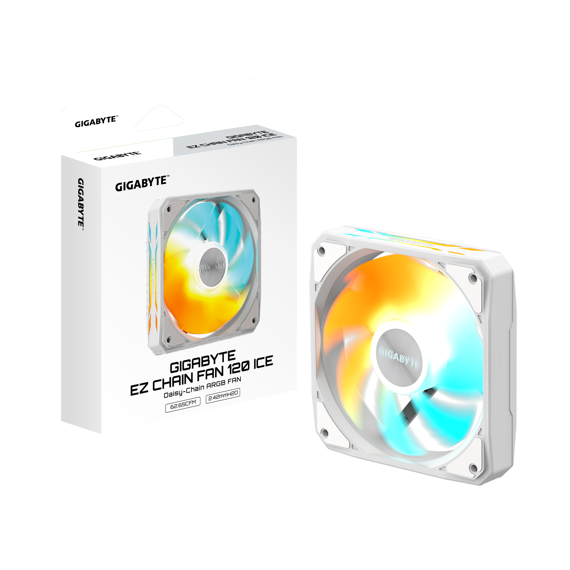 Вентилятор в корпус GIGABYTE GP-GBT EZFAN1201 ICE 1X120mm ARGB FAN. PWM, 3 Pin