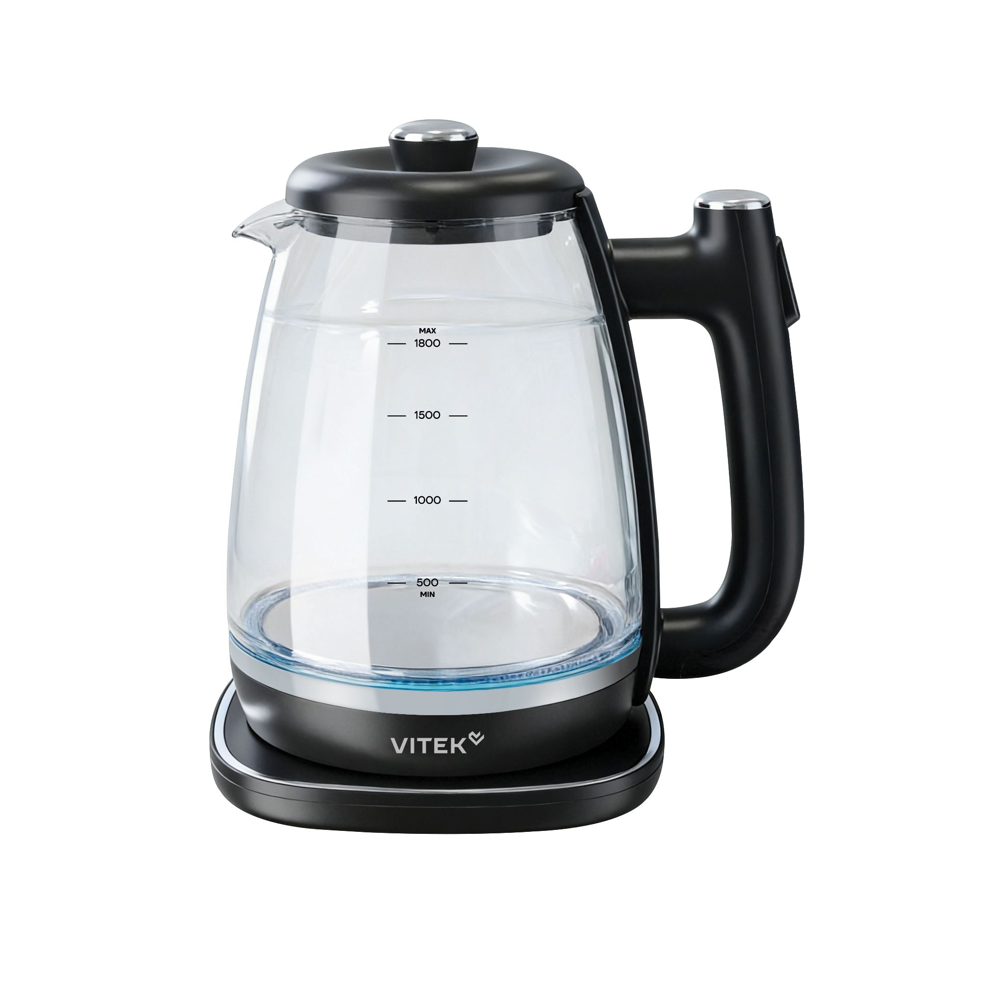 Чайник электрический Vitek VT-WK1074 1.7л. 1800Вт черный корп: стекло
