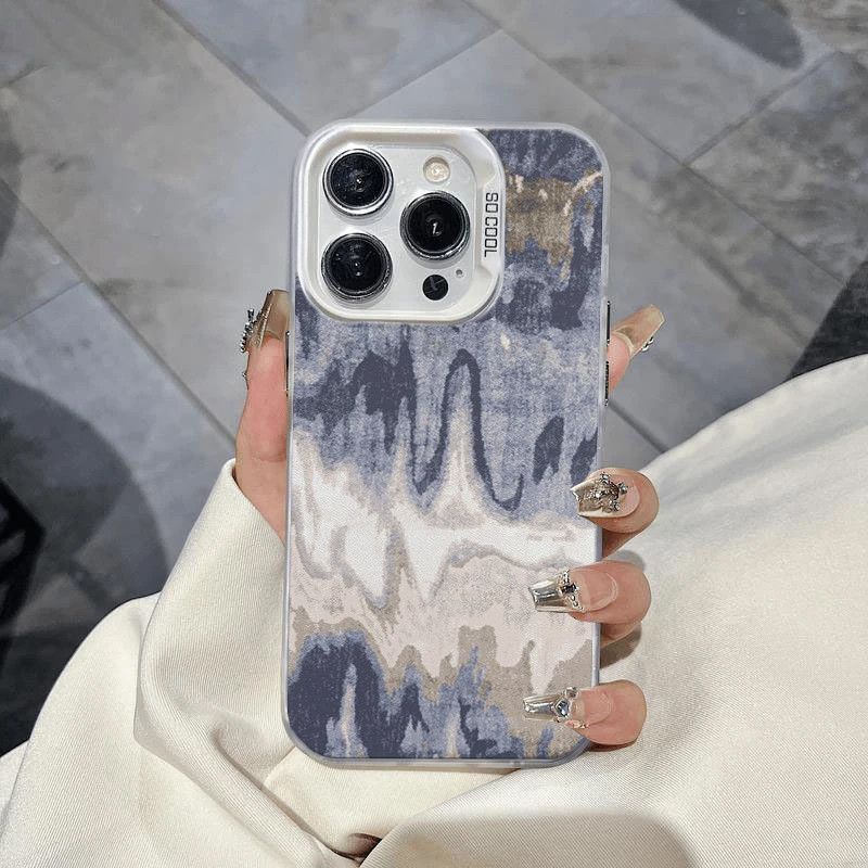 Чехол на Aйфон 13 / IPHONE 13 белое с принтом Жидкое пятно стиле силиконовый противоударный