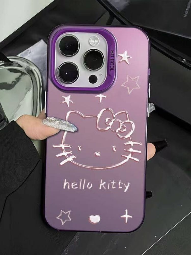 Чехол на Редми 12 / REDMI 12 фиолетовый с принтом Розовый Hello Kitty противоударный