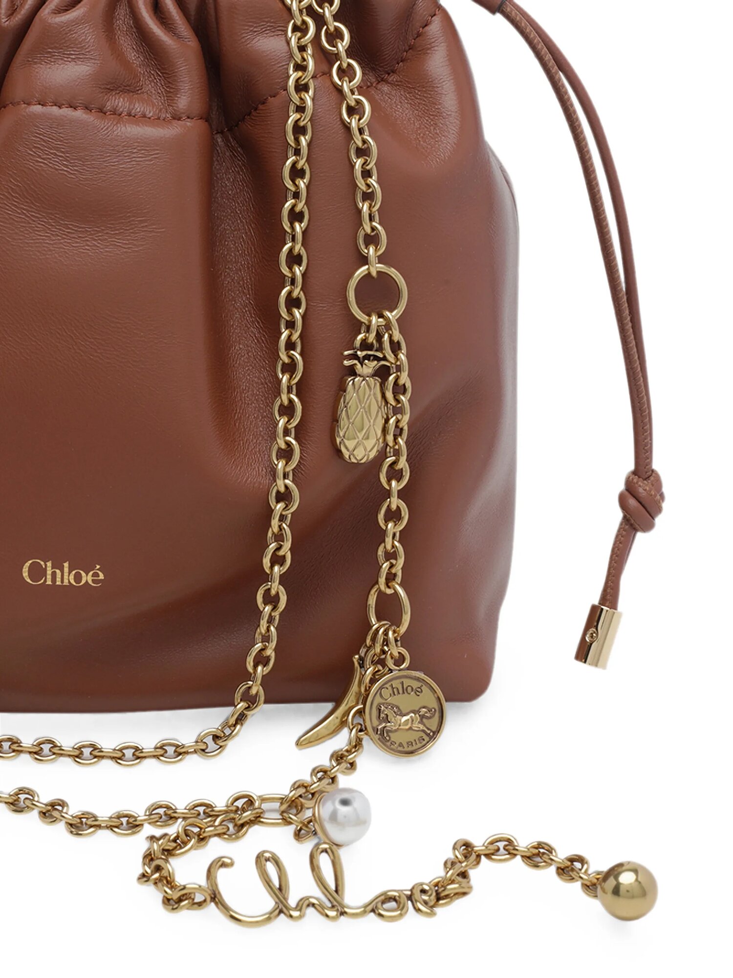 Сумка Chloe Small Icons drawstring bucket bag, коричневый — фото 1