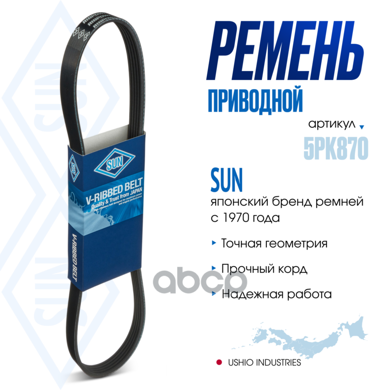 Ремень поликлиновый SUN SUN арт. 5PK875
