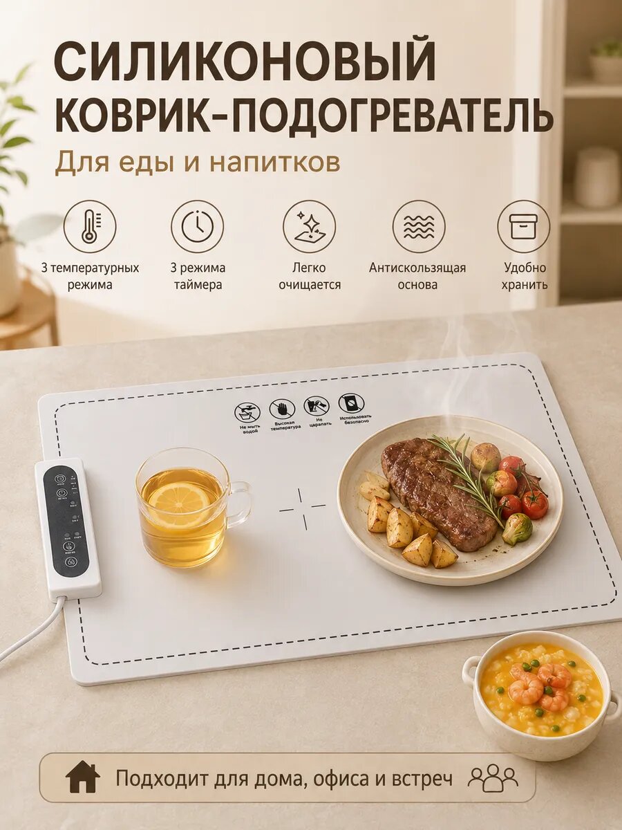 Силиконовый коврик с подогревом еды умный термоковрик