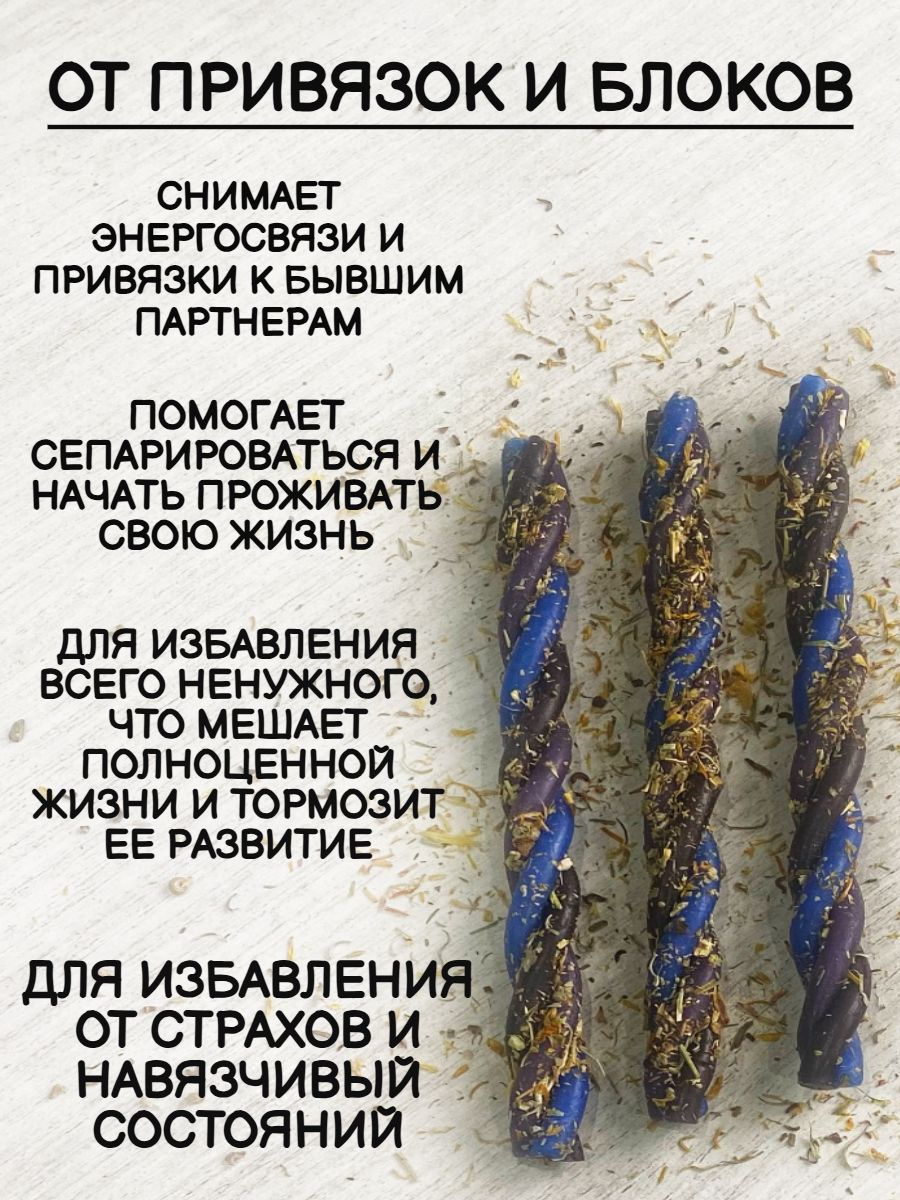 Магическая свеча от привязок и блоков, ритуальная свеча-скрутка