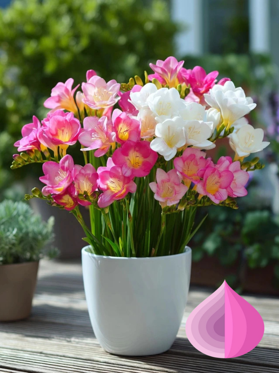 Луковицы цветов, bulbs servise, TWIN Фрезии Пинк 5 шт/Вайт 5 шт (10 штук)