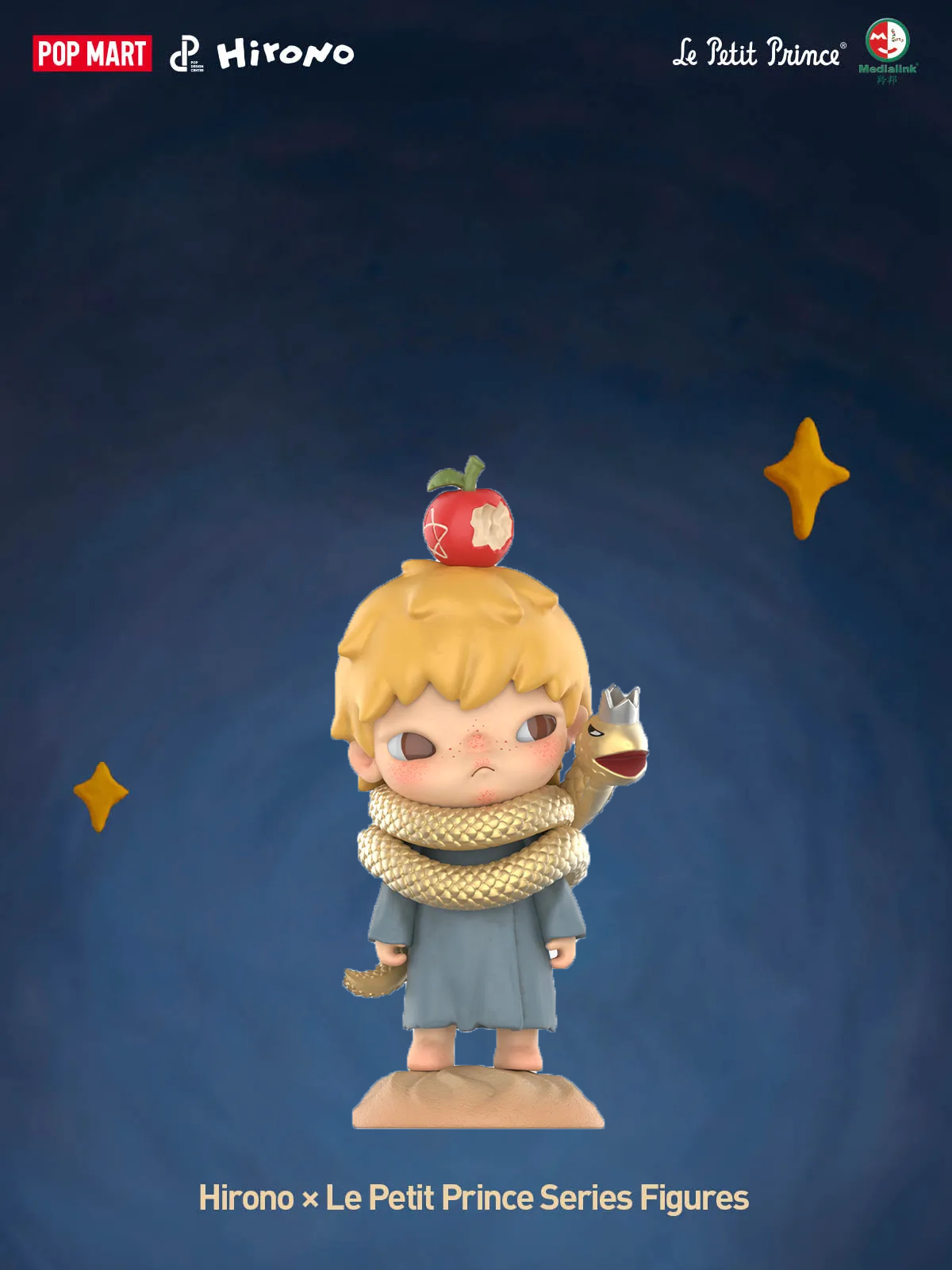 Коллекционная фигурка Слепая коробка POP MART Hirono × Le Petit Prince Series Figures -The Snake,1 шт,8 cm