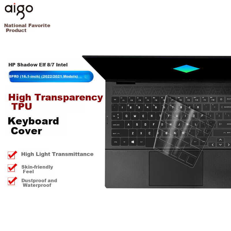 Aigo прозрачная ТПУ клавиатурная пленка для ноутбука HP Shadow Elf 8/7 16.1 дюйма Цвет：Крышка клавиатуры HP