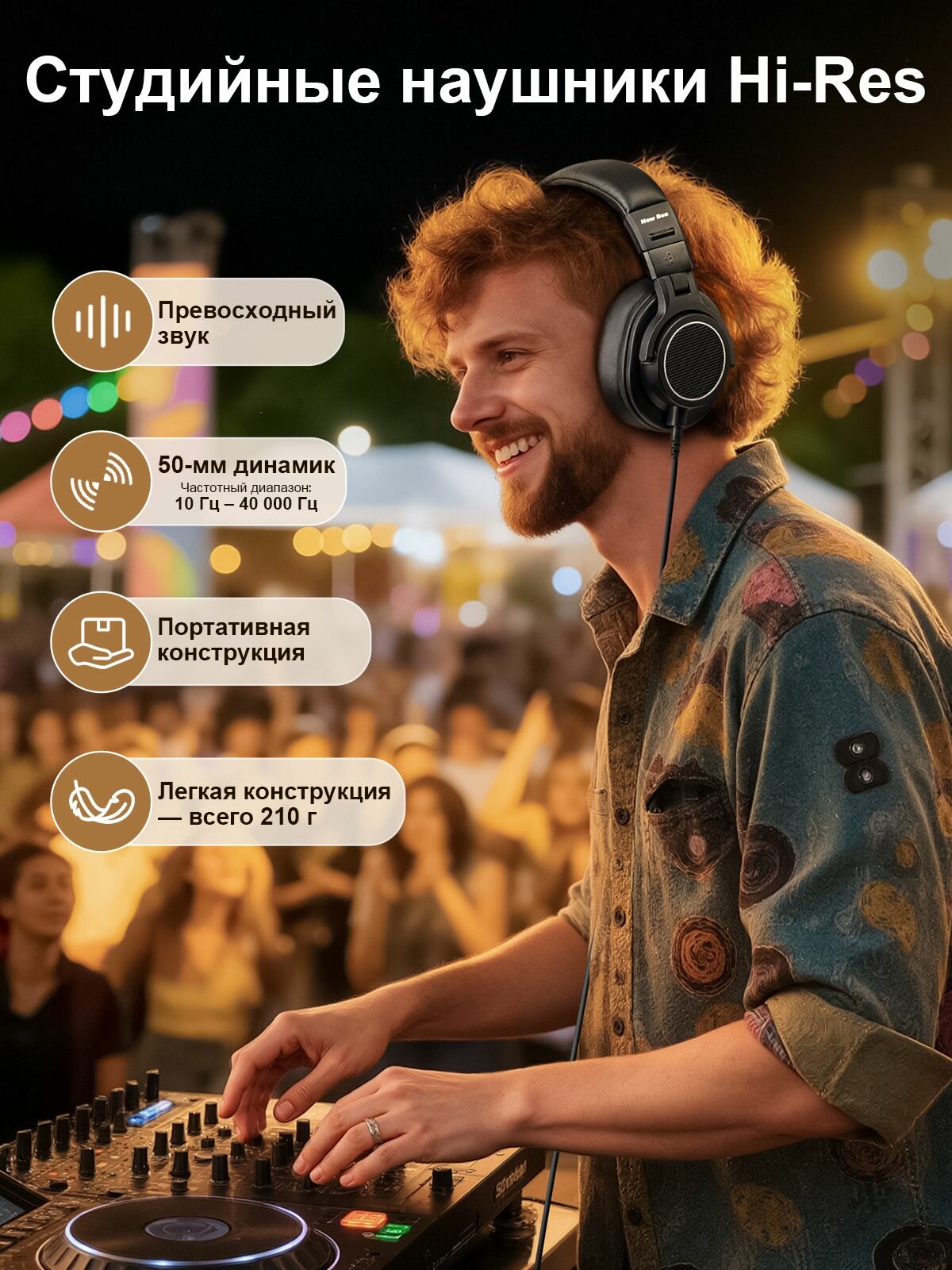 New Bee Наушники проводные, 3.5 мм, черный