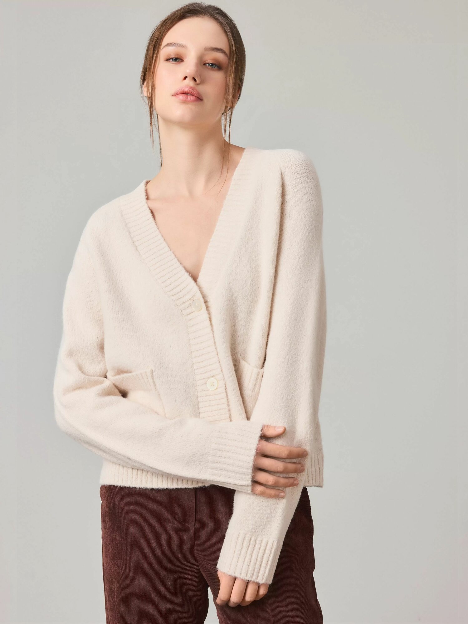 Кардиган JUST CLOTHES, размер 38, бежевый