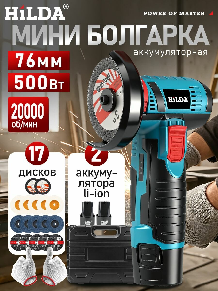 Болгарка аккумуляторная мини ушм / Угловая шлифовальная машина 20000 об/мин