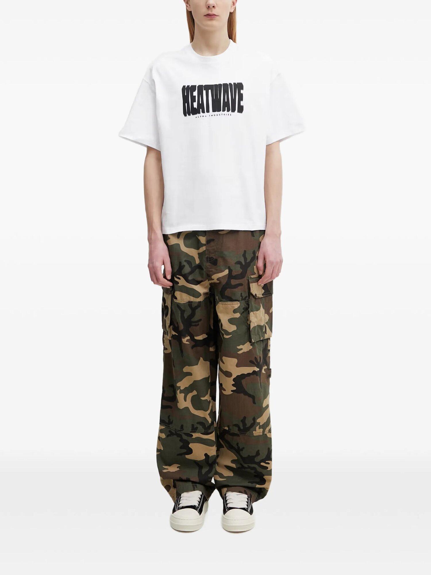Футболка ALPHA INDUSTRIES Heatwave, размер 46, бежевый/белый — фото 1