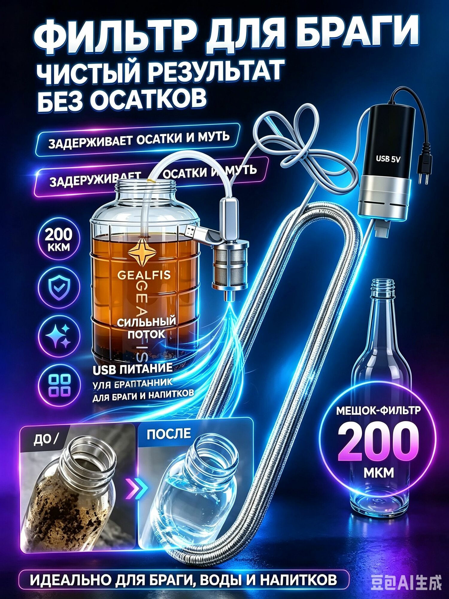 GEALFIS насос для перекачки браги 220в. usb, Электрический спиртовой водяной для фильтрации браги 1 кусок спиртовой насос водяной насос для браги