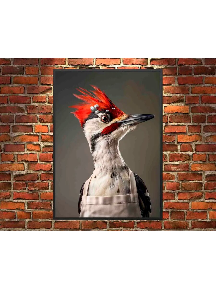 Птица-дятел, приготовленная 1, Плакат 30x42см