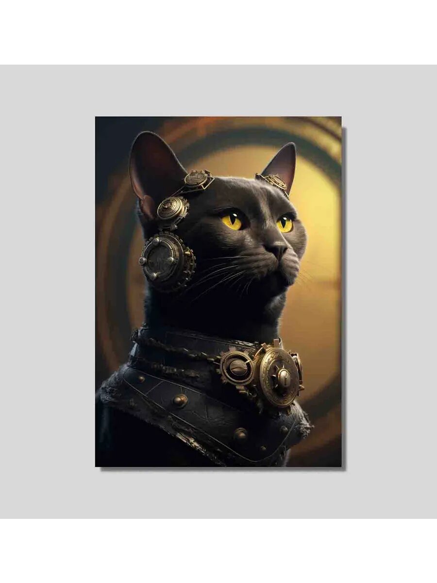 Бомбейский кот в стиле стимпанк, Плакат 30x42см