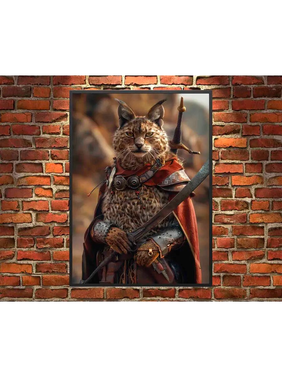 Дикий кот Животное Гладиатор 4, Плакат 30x42см