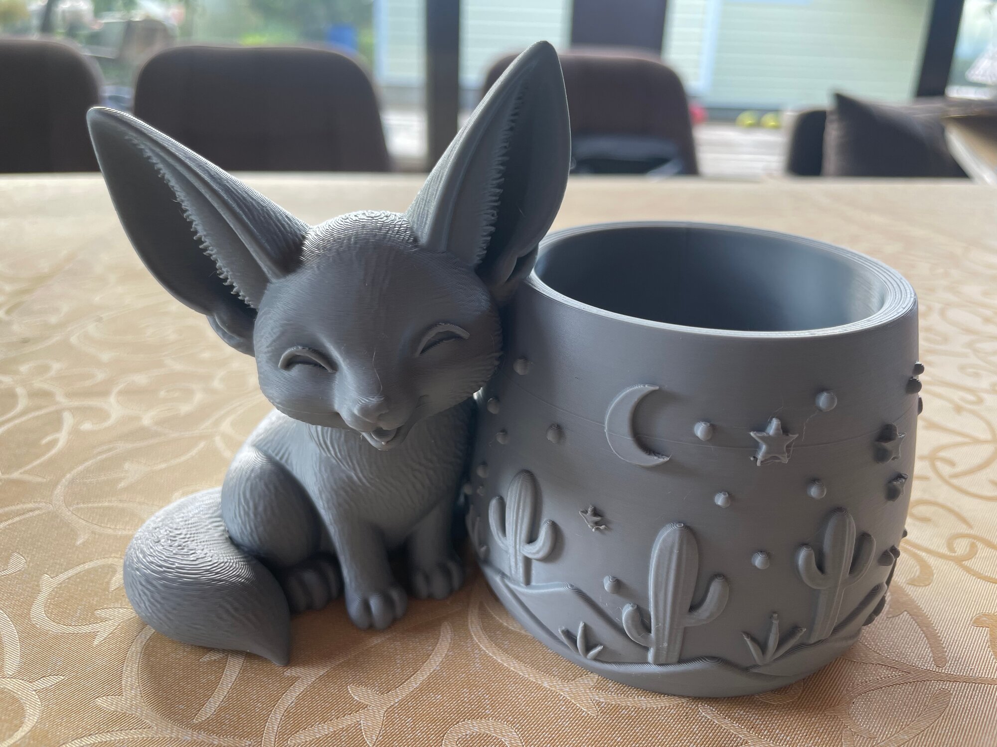 Кашпо лисичка Фенёк для суккулентов и кактусов, диаметр 55, 3D-печать