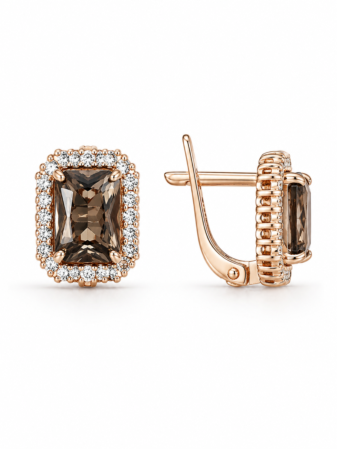 Серьги Давыдов, серебро, 925 проба, золочение, раухтопаз