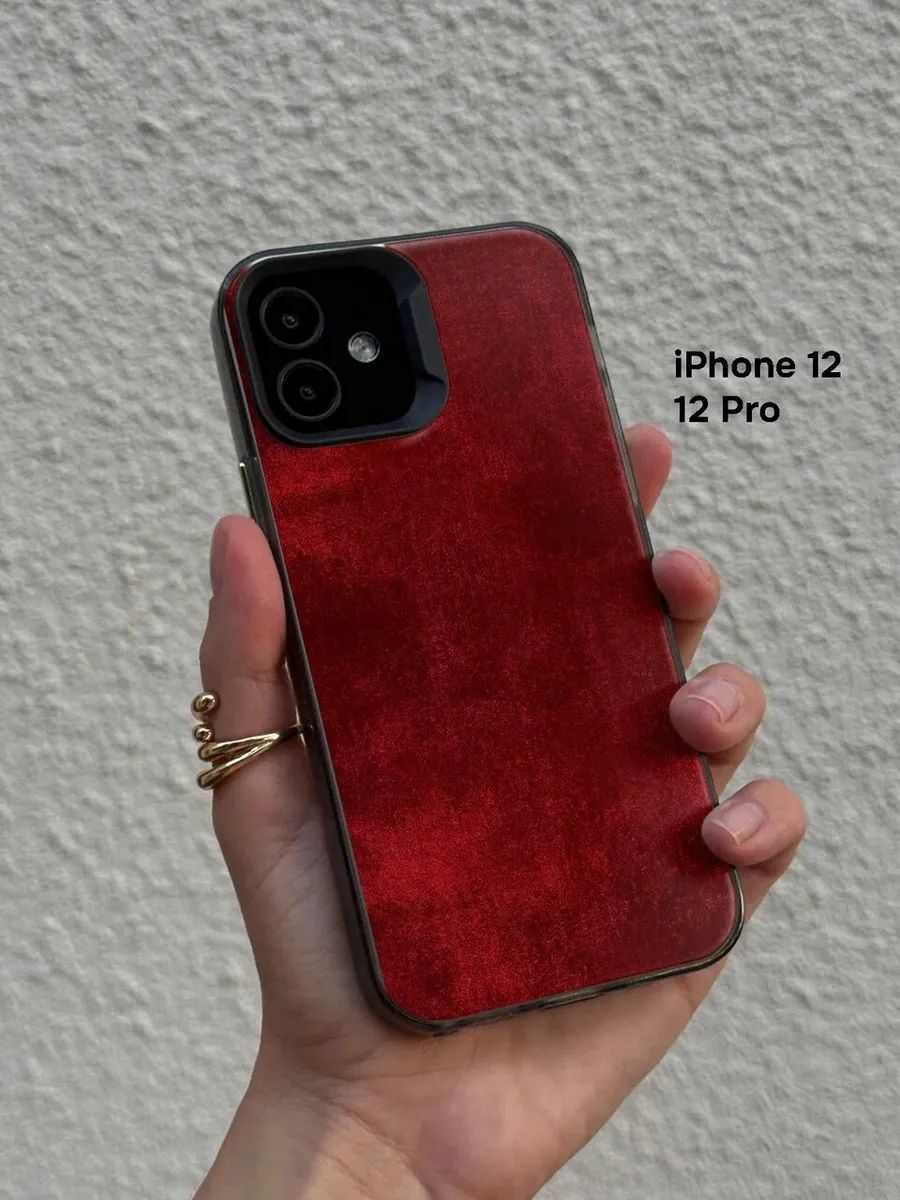 Бардовый чехол на iPhone 12 12 Pro с узорами