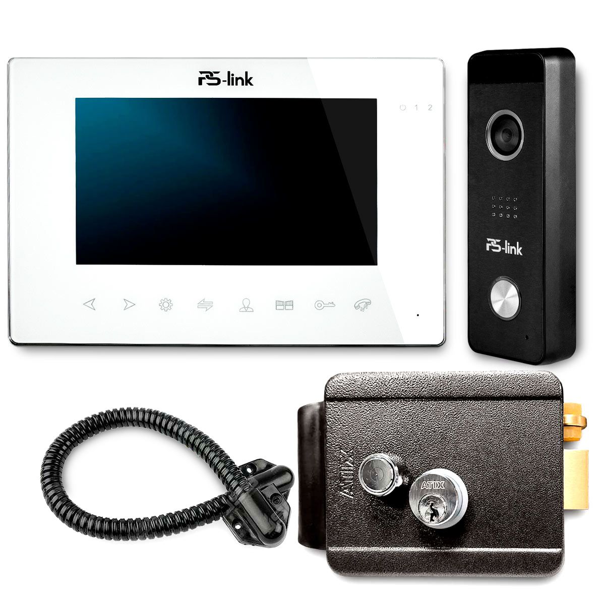 Комплект видеодомофона Ps-Link KIT-714TDP-MG для квартиры, частного дома, офиса / монитор 7" с Wi-Fi и microSD, вызывная панель 2Мп с ИК-подсветкой, электромеханический замок