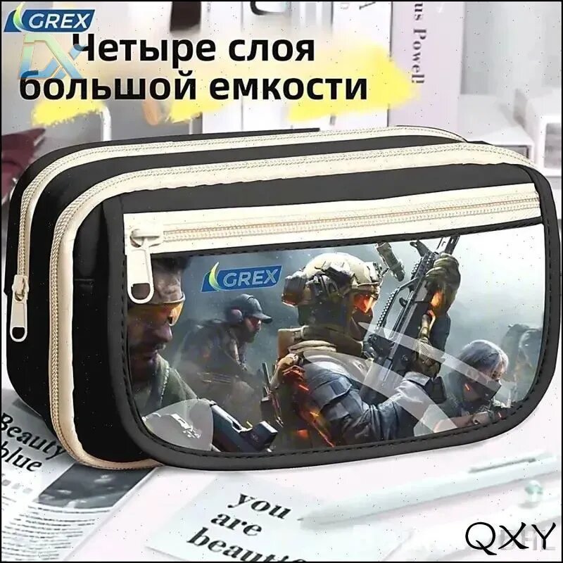 Пенал Standoff 2 с двумя отделениями и стикерами удобный и вместительный для повседневного использования в школе и офисе