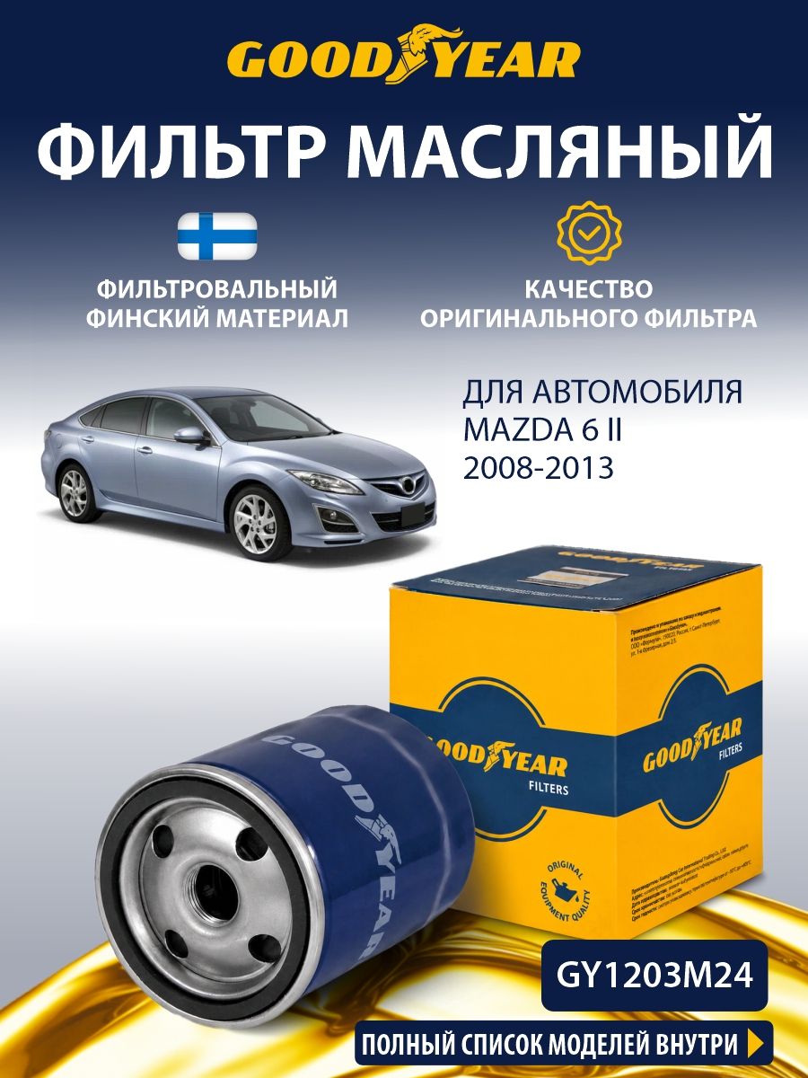 Фильтр масляный автомобильный MAZDA 6 GG 1 пок. ( мазда 6 gh 2.0 1.8 2.5 MZR) 2009-2013