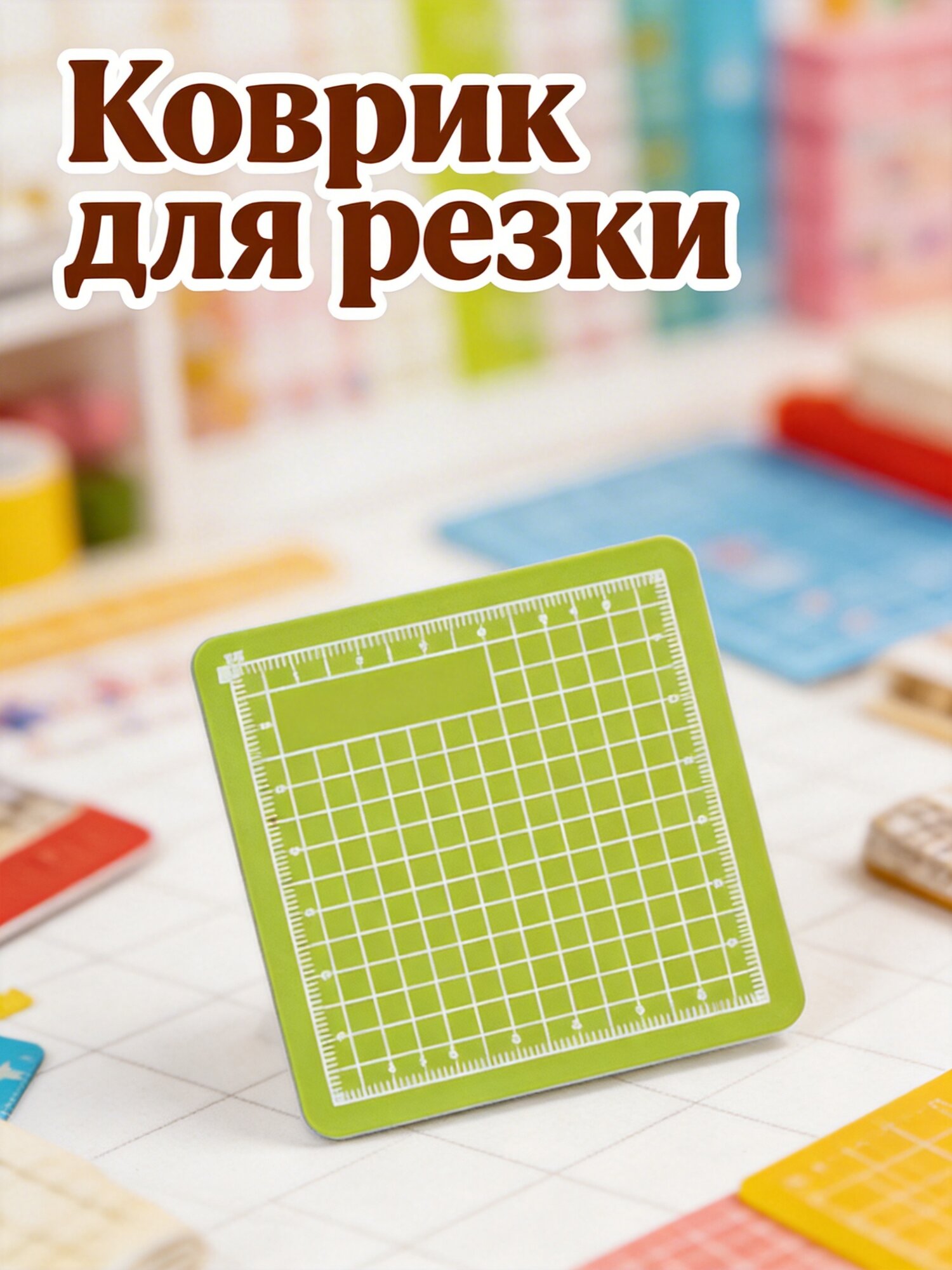 PVC С CUTTING MAT самовосстанавлимый двусторонний С линиями защита стола 8x8cm Зеленый
