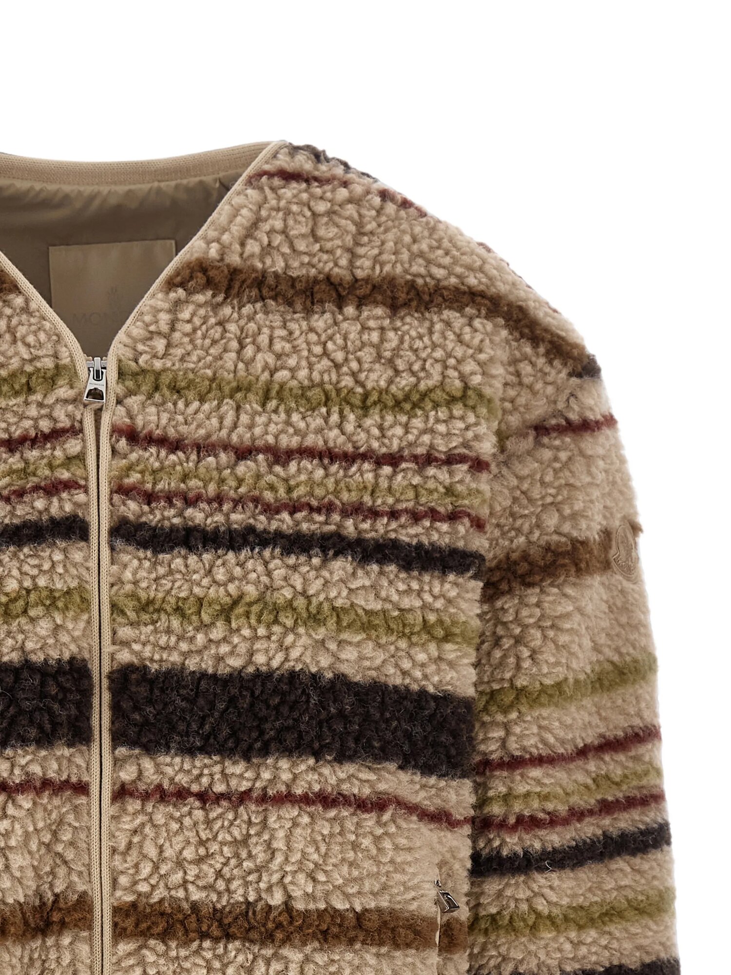 Кардиган Moncler Striped teddy-effect cardigan, размер 46 — фото 1