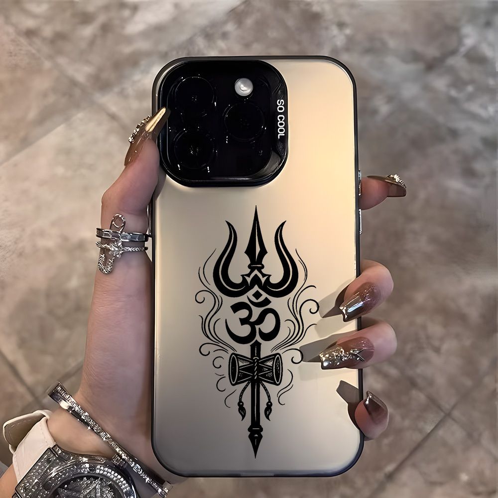Чехол на Aйфон 17 / IPHONE 17 черной с принтом Трезубец духовный символ стиле силиконовый противоударный
