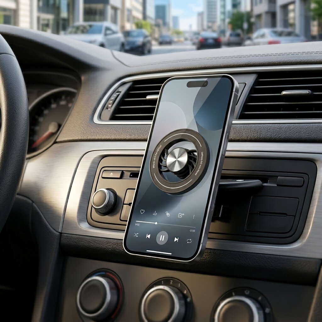 Автомобильный магнитный держатель для всех смартфонов с поворотом на 360° для разъема CD и приборной панели, черный