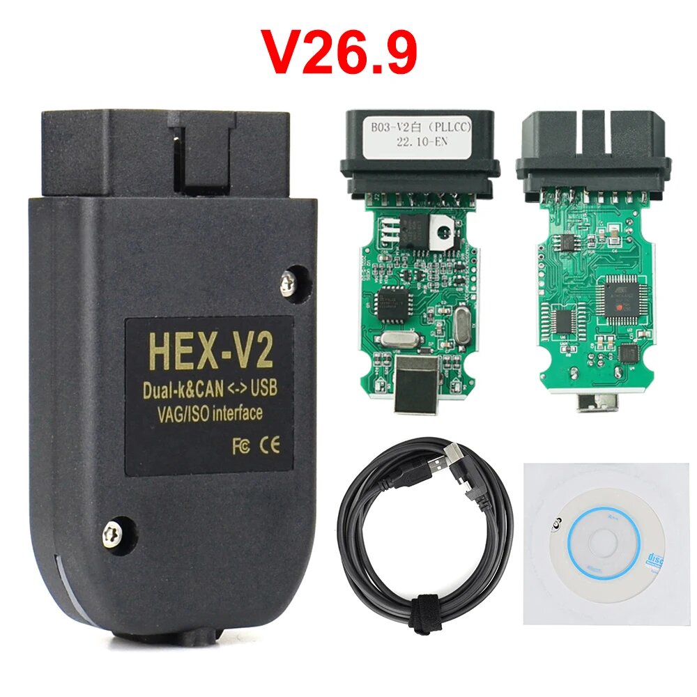 HEX-V2 VAG/ISO диагностический сканер Dual-K&CAN USB, V24.7/V24.5123.3.1, Russian English