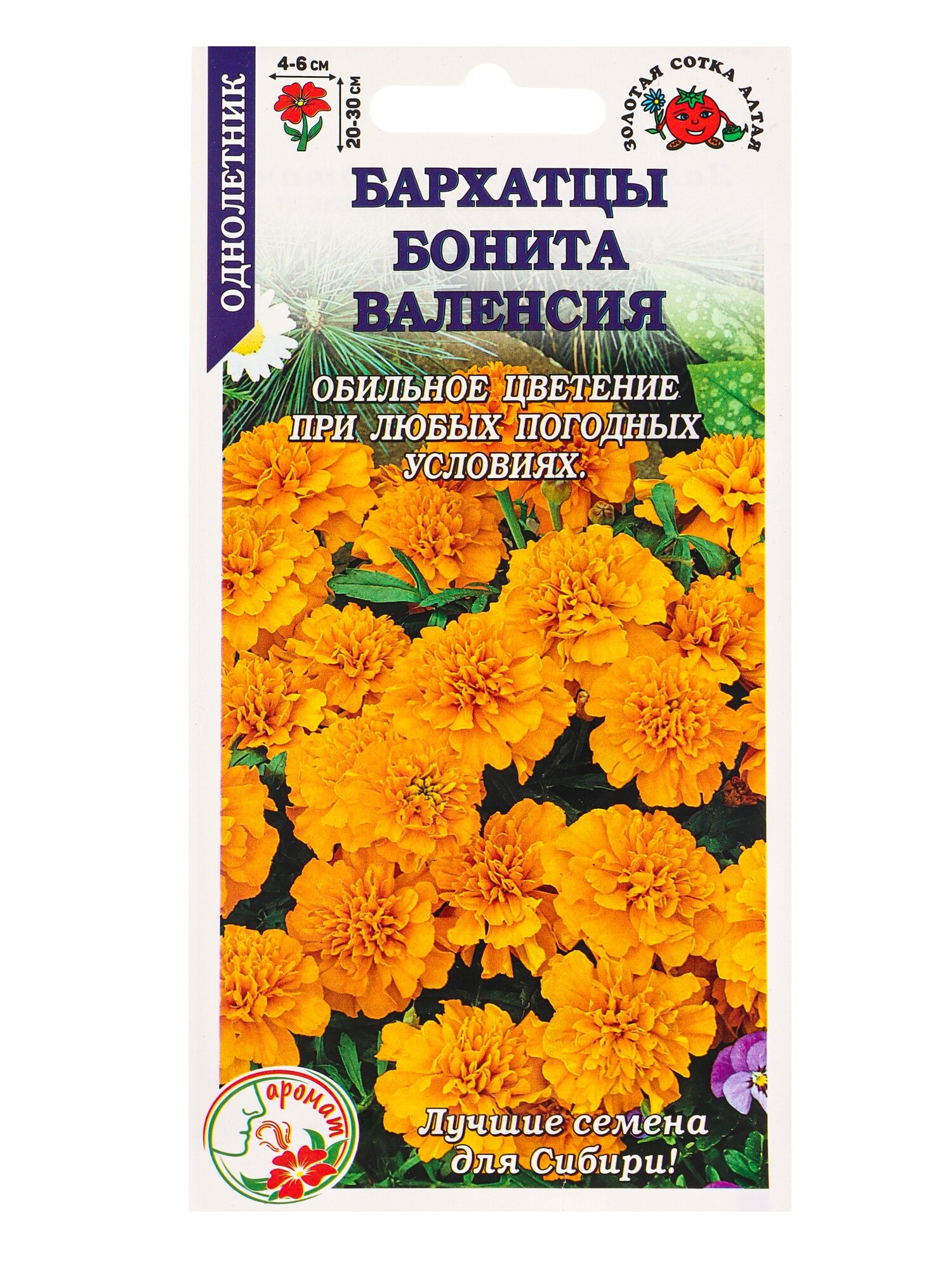 Бархатцы «Бонита Валенсия», семена, отклонённые, 0.2 г, «Золотая Сотка Алтая»