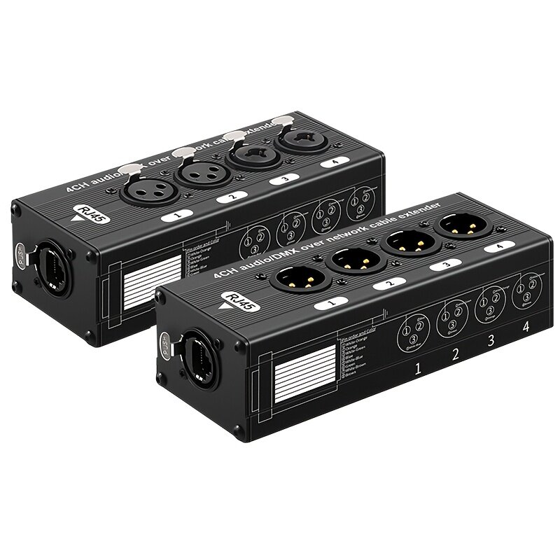 Аудио кабель-змейка XLR-RJ45, 4 канала, 3 контакта, трансивер Cat5e/Cat6 для сцены и студии, 1 пара
