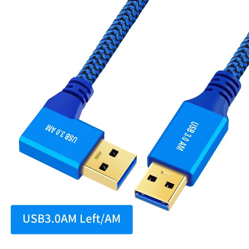AIXXCO Кабель USB 3.0 А-А 0.5m, Left-5Gbps-Metal
