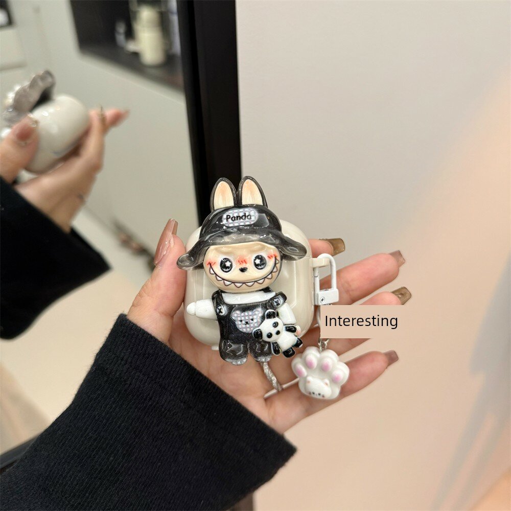 3D Чехол Панда Кролик для MINISO K99 с Брелоком Кошачья Лапка, Защитный Мягкий Чехол для Наушников 1 шт