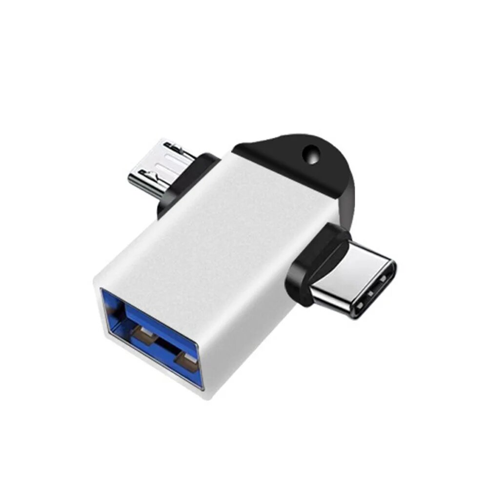 USB Type-C OTG адаптер 2-в-1, серый
