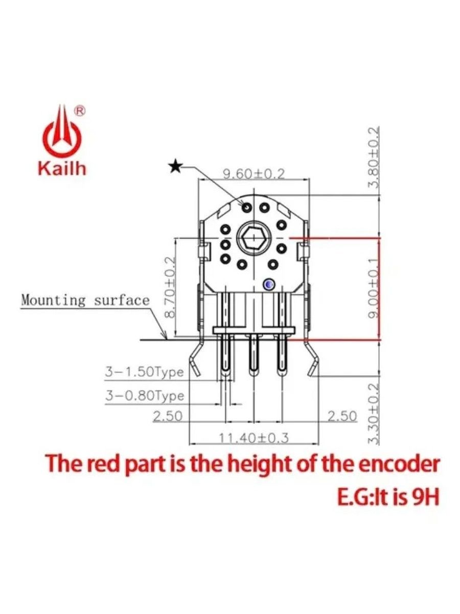 4 шт Энкодер для мыши Кодер-декодер для колёсика Kailh Red 9mm — фото 1
