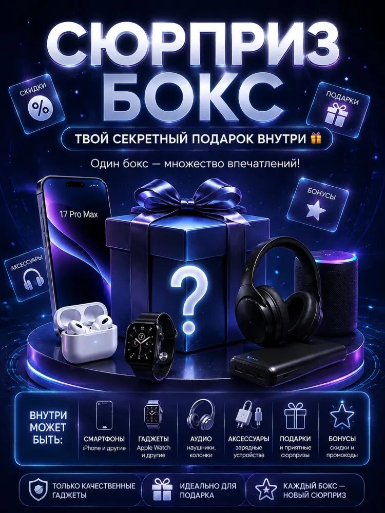 Коробка бокс с сюрпризом/ подарок мечты Сюрприз-Подарок с Электроникой