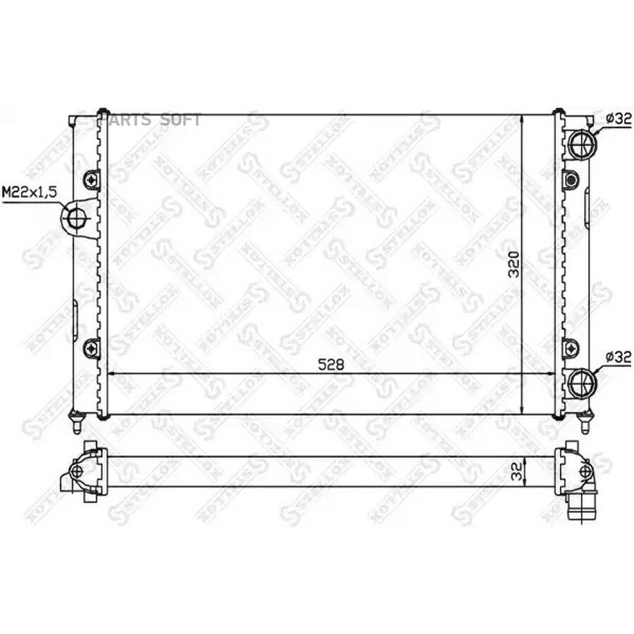STELLOX 1025005SX 10-25005-SX радиатор системы охлаждения!\ VW Golf/Vento 1.8 91>
