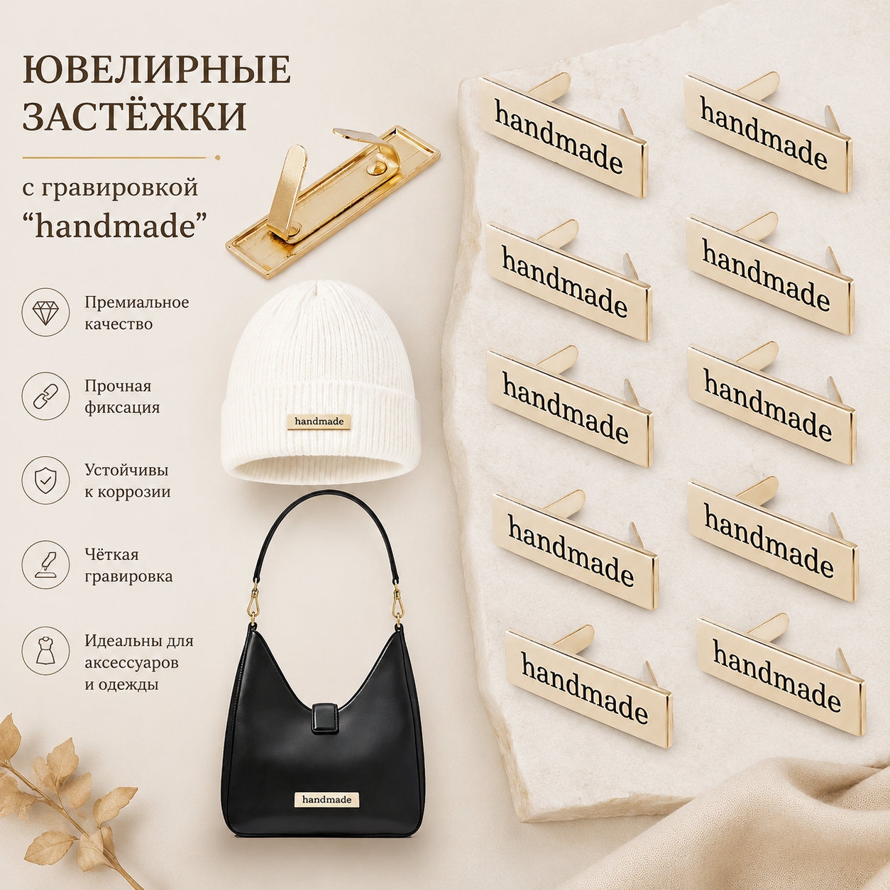 12 шт. Металлические этикетки ручной работы для одежды, джинсов, обуви и сумок, золотистого цвета.