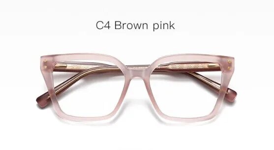 Glocco ультралегкие квадратные очки для близорукости C4Tea pink, Custom Prescription