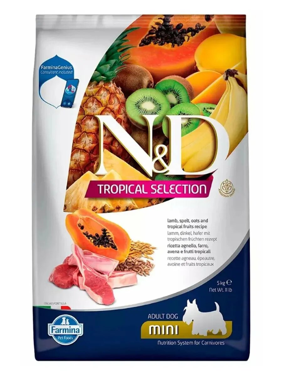 Сухой корм Farmina N&D Tropical Selection (Фармина) для собак мелких пород с ягненком, 5 кг