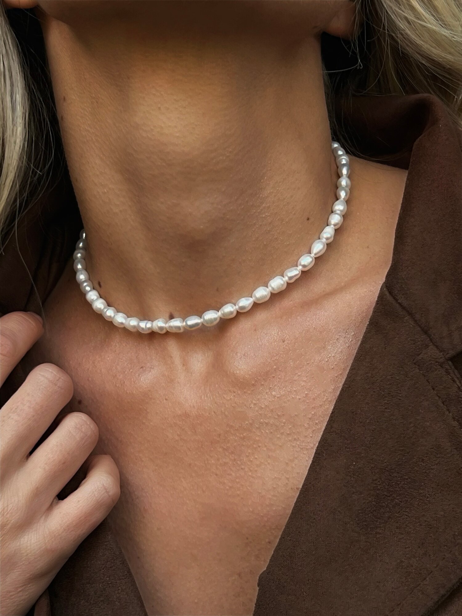 Колье LU Jewel, жемчуг пресноводный культивированный, длина 34 см, серебряный — фото 1
