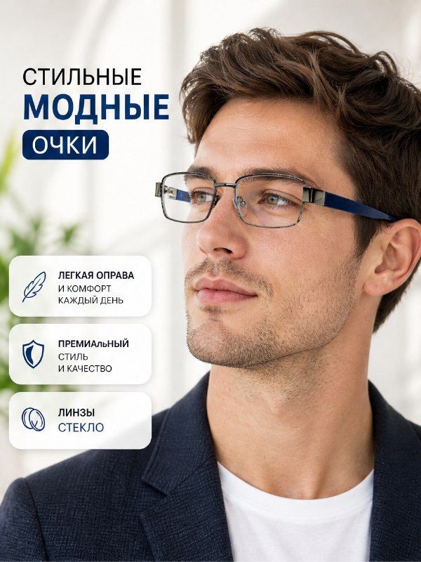 Стильные очки +1.75 PD 62-64 Линзы Стекло с футляром