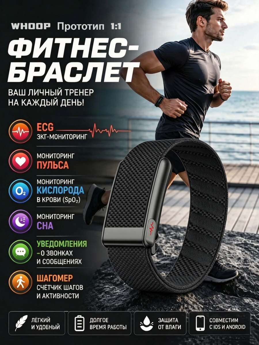 Умный браслет без экрана, высокого качества, с ЭКГ, мониторингом давления и сна, NFC